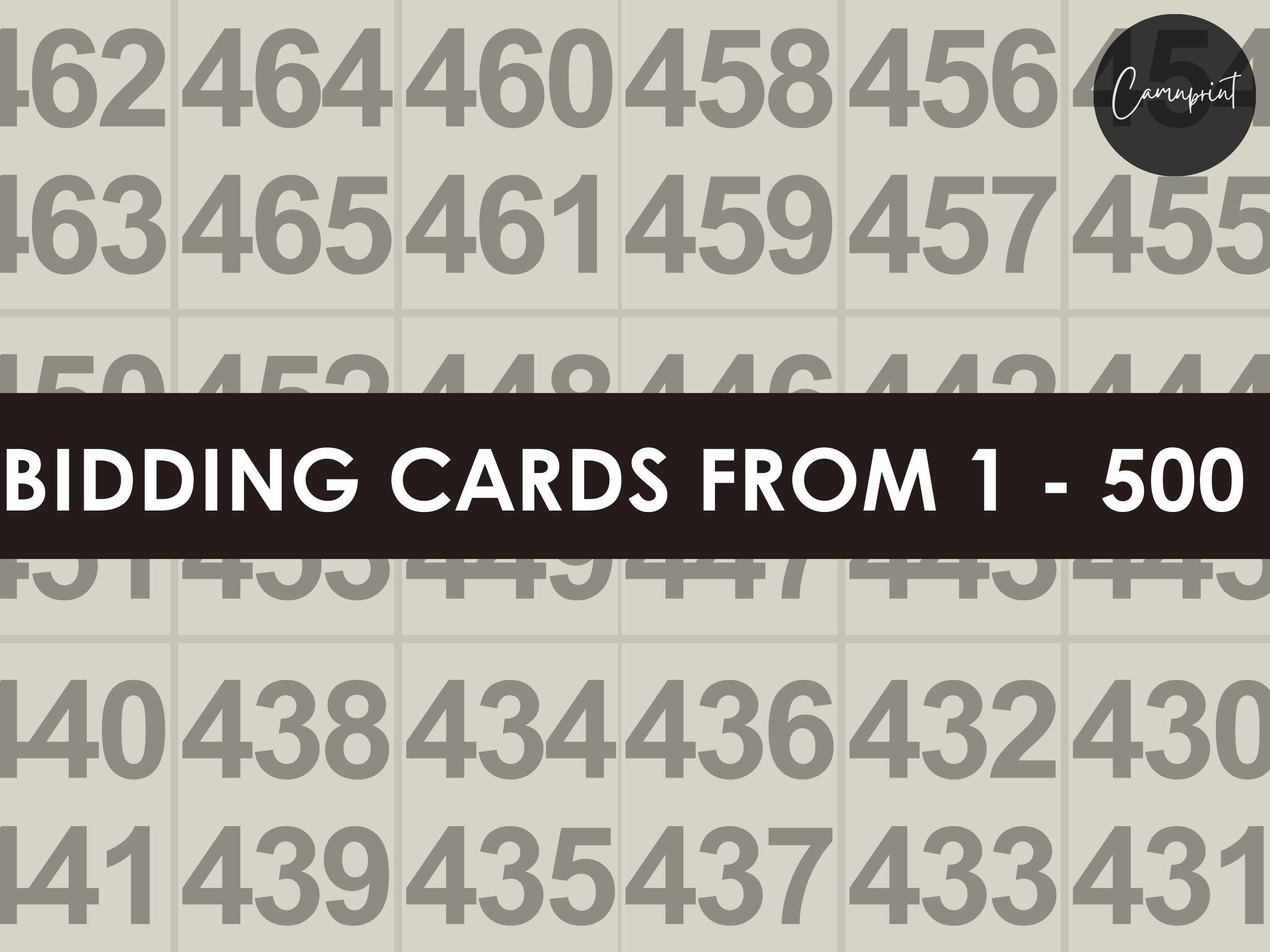 Auction Bid Card Printable for Non-profit School Auction, Charity ...