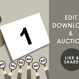 Auction Bid Card Printable, Fundraising Numbers, Numbered Cards ...