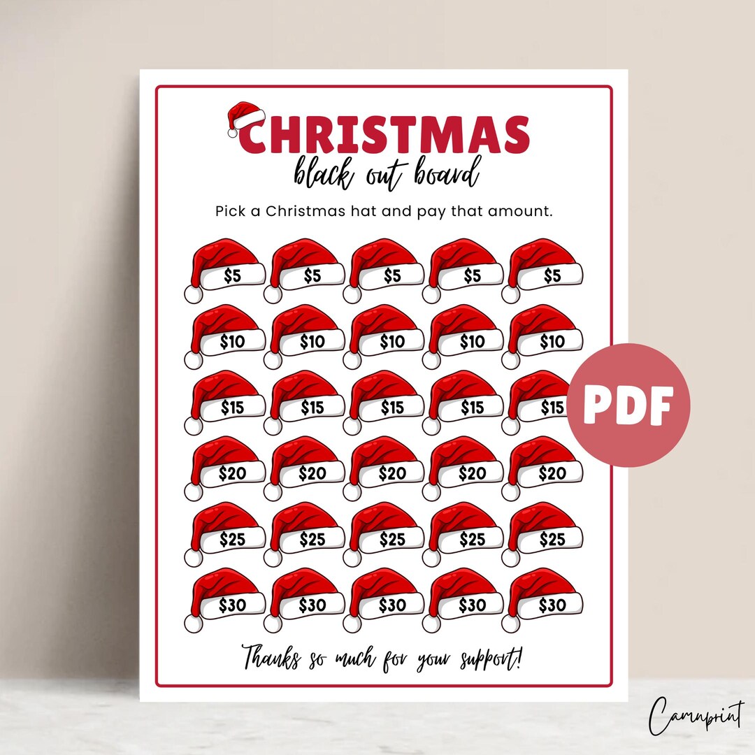 Christmas Fundraiser Form, Holiday Fundraiser, Black Out My Board ...