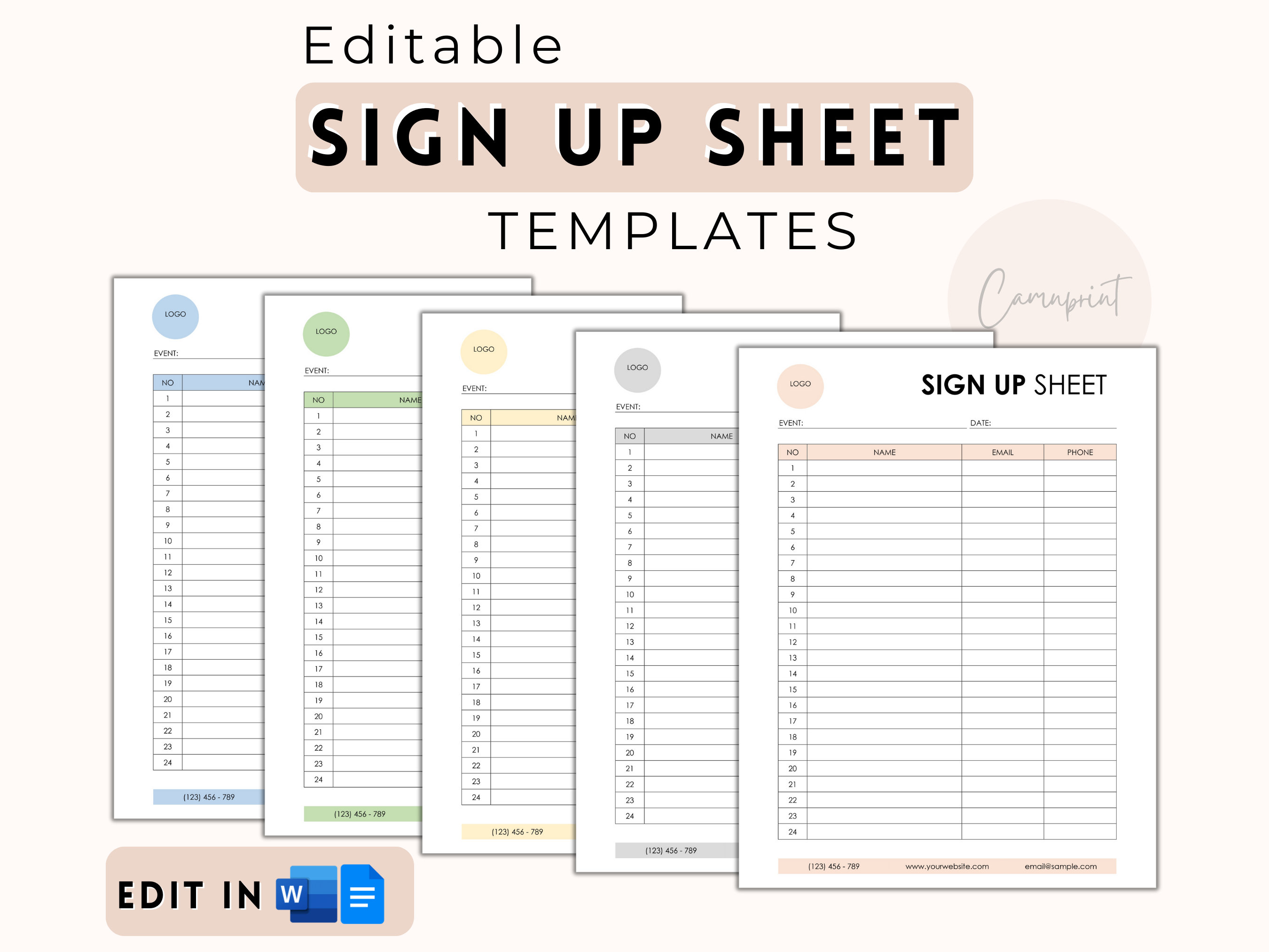 Editable Sign up Sheet Template, Sign up Sheet, Printable Sign up Form ...