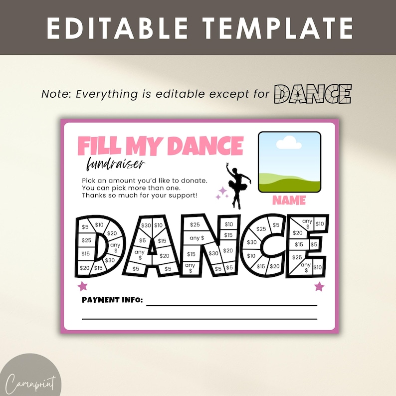 Dance Fundraiser, Fill My Dance Fundraiser Printable, Editable ...