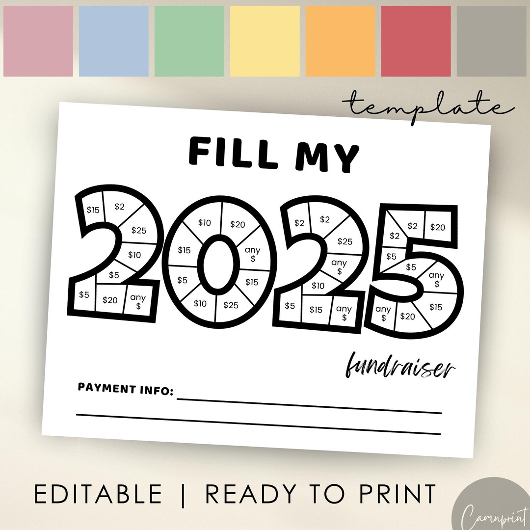 Fill My 2025 Year Black Out Board, Calendar Fundraiser Template for ...