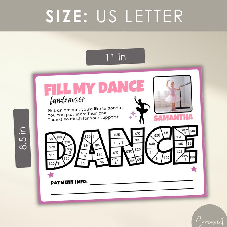 Dance Fundraiser, Fill My Dance Fundraiser Printable, Editable Fundraiser Form Template for ...