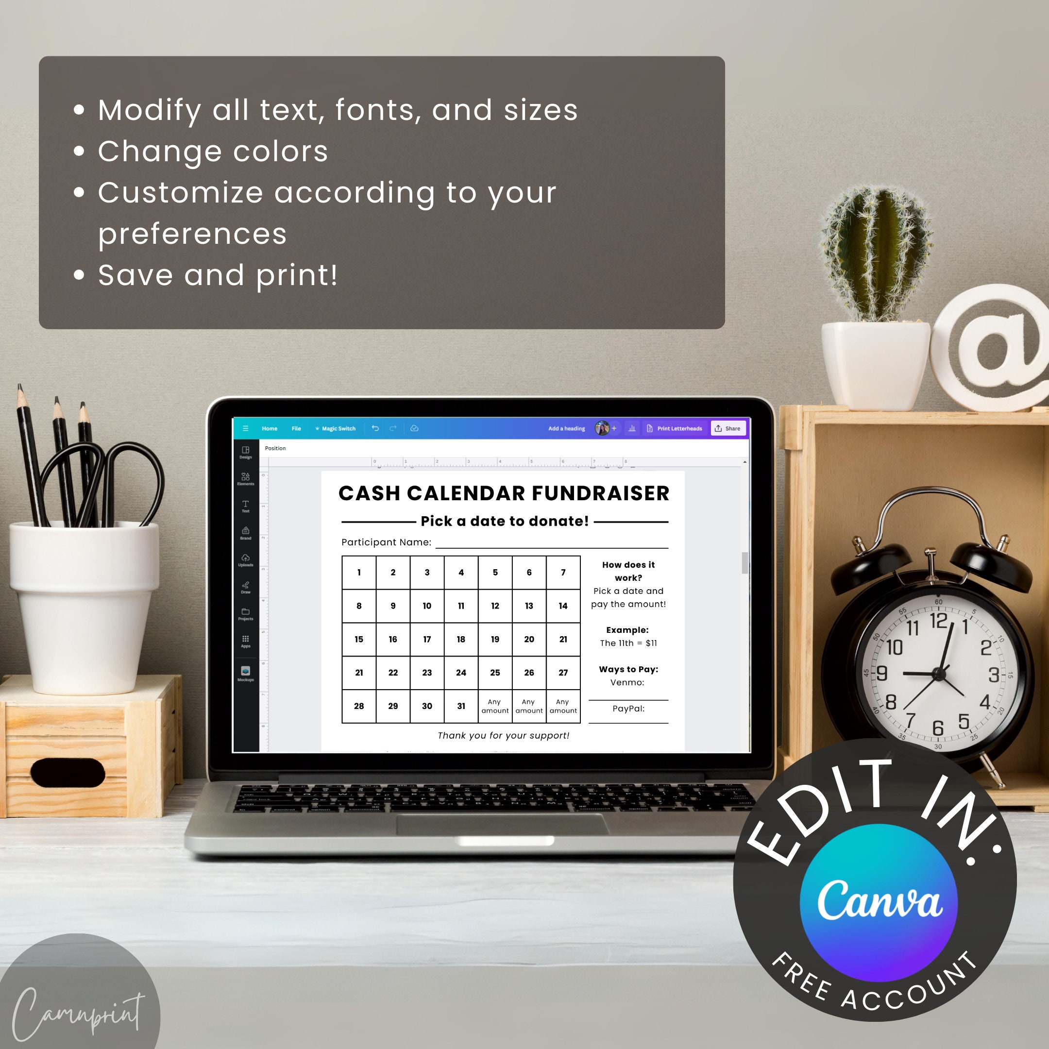 Calendar Fundraiser Template for Sports Fundraiser Nonprofit ...