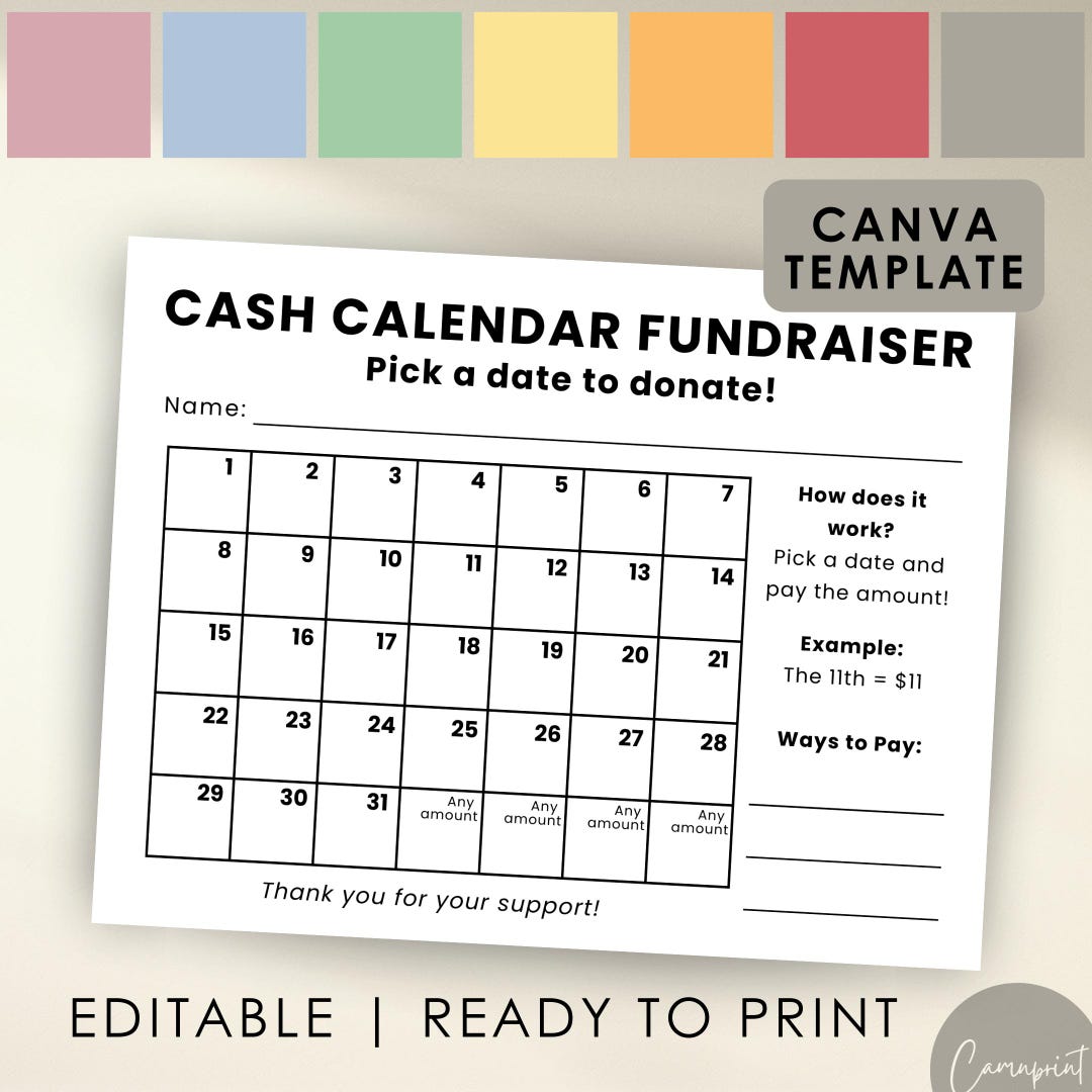 Calendar Fundraiser Template for Sports Fundraiser, Nonprofit ...