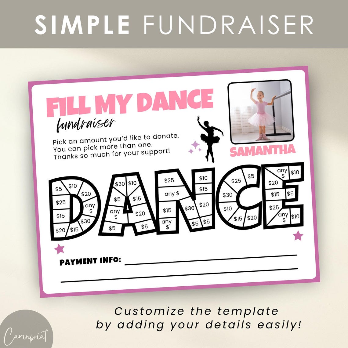 Dance Fundraiser, Fill My Dance Fundraiser Printable, Editable ...