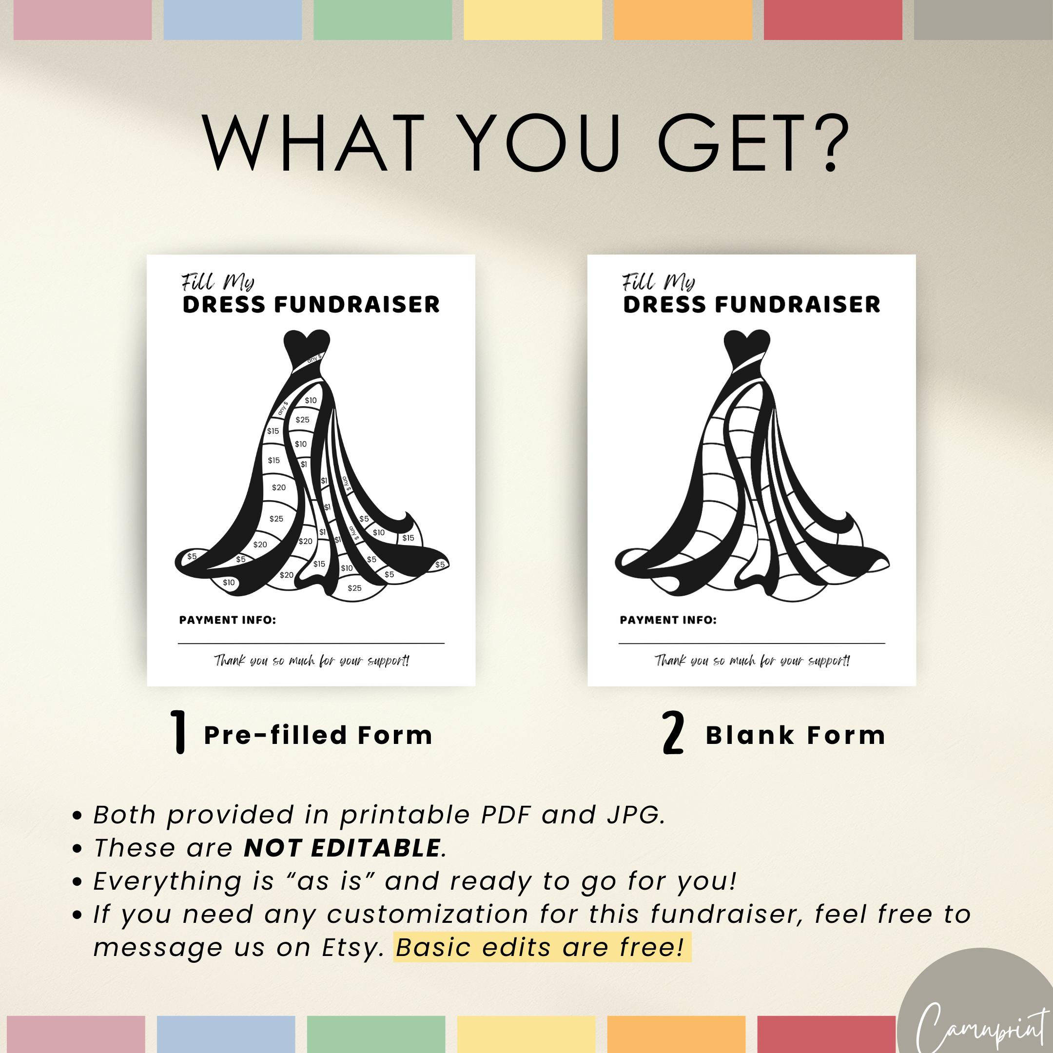 Fill My Dress Pageant Fundraiser for Pageant Fundraising Form, Color My ...