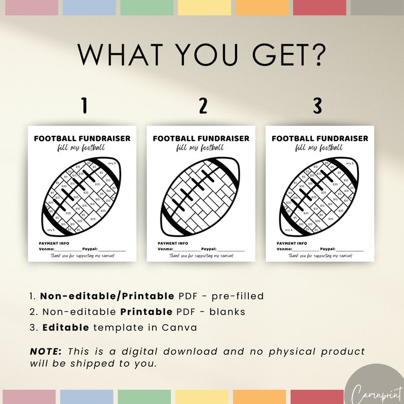 Color My Football Fundraiser Form for Sports Fundraiser Fill My ...