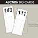 Auction Bid Card Printable Bid Cards With Notes, Numbered Card ...