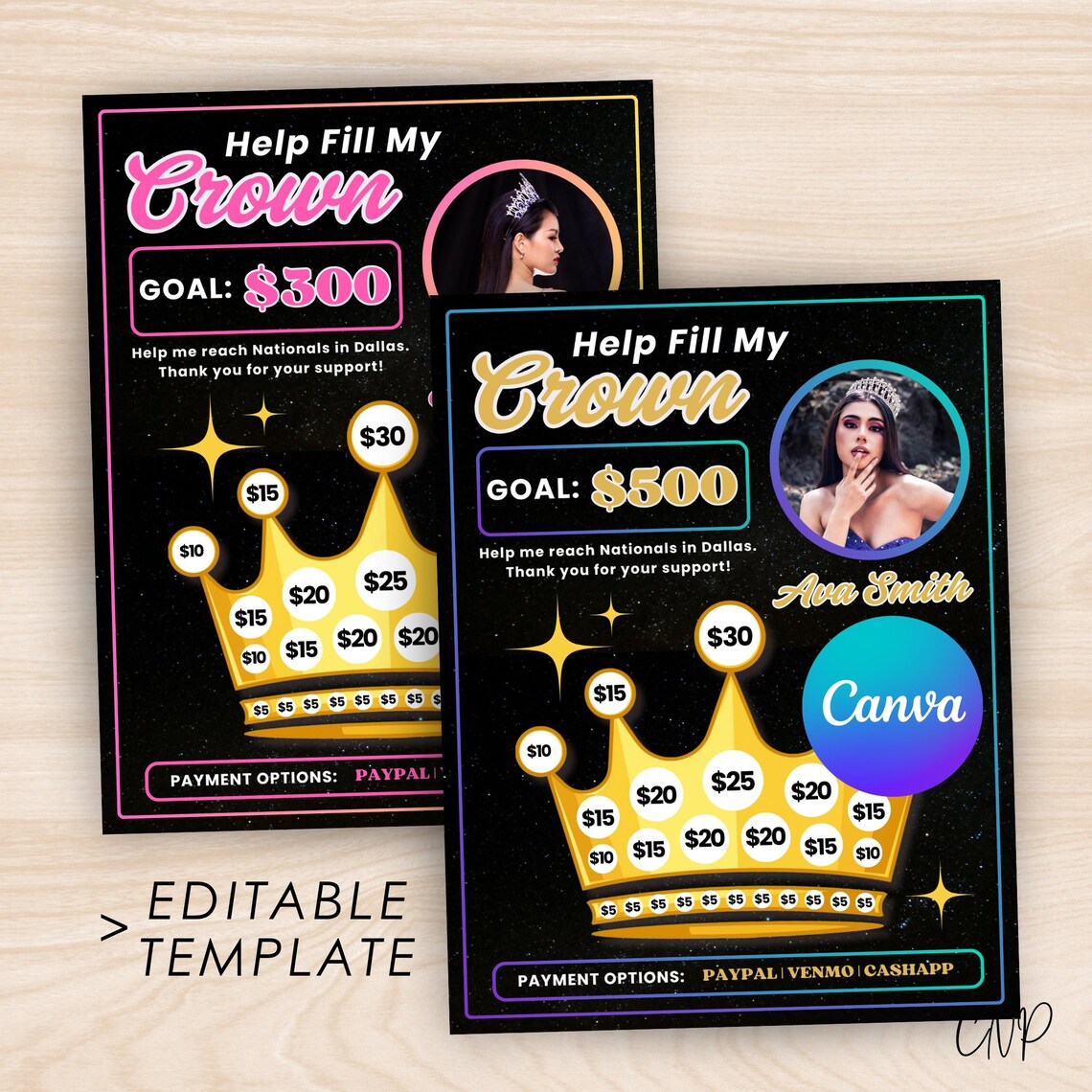 Fill My Crown Fundraiser for Pageant Fundraising, Editable Canva ...