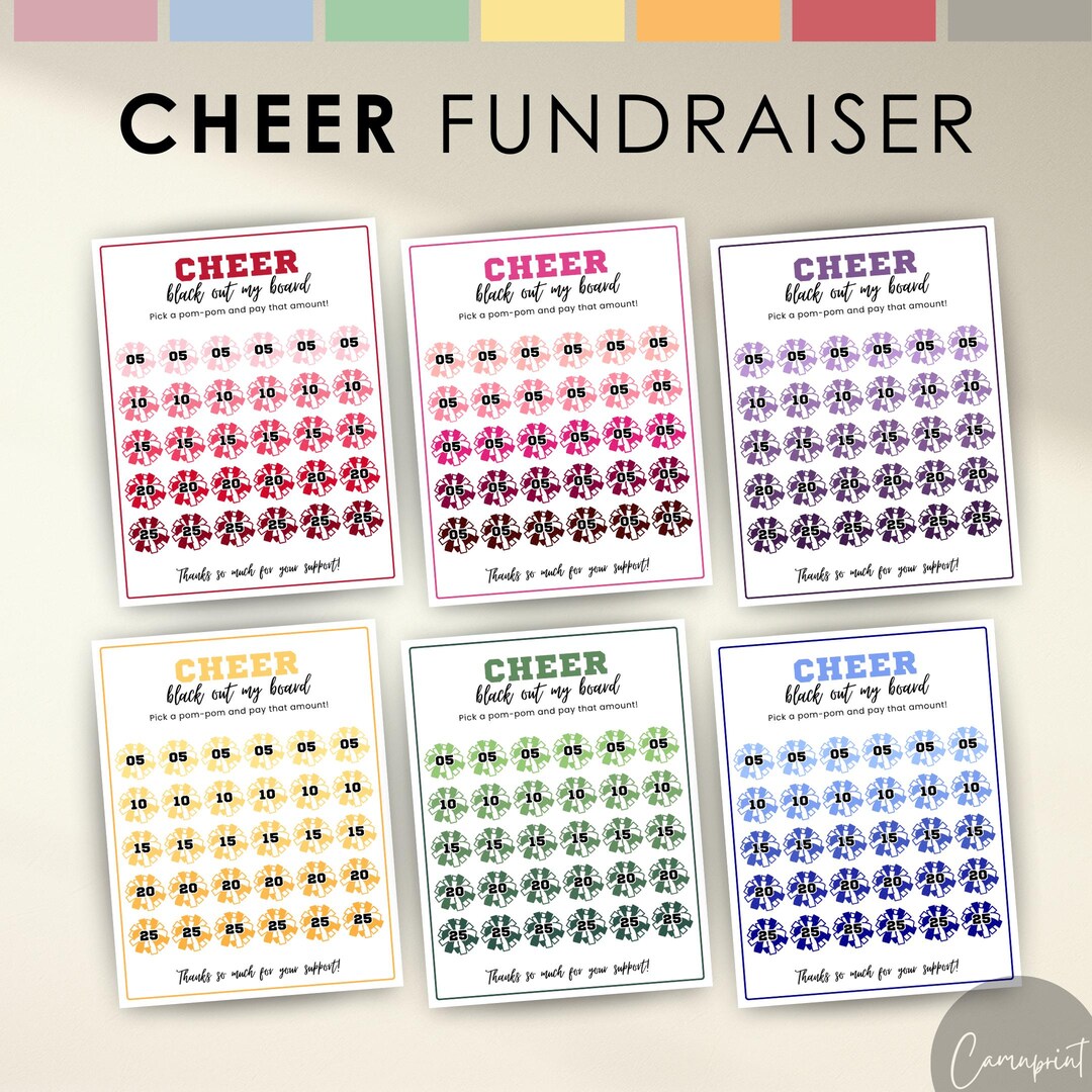 Cheer Black Out My Board Fundraiser, Pom Pom Fundraiser Form Printable ...