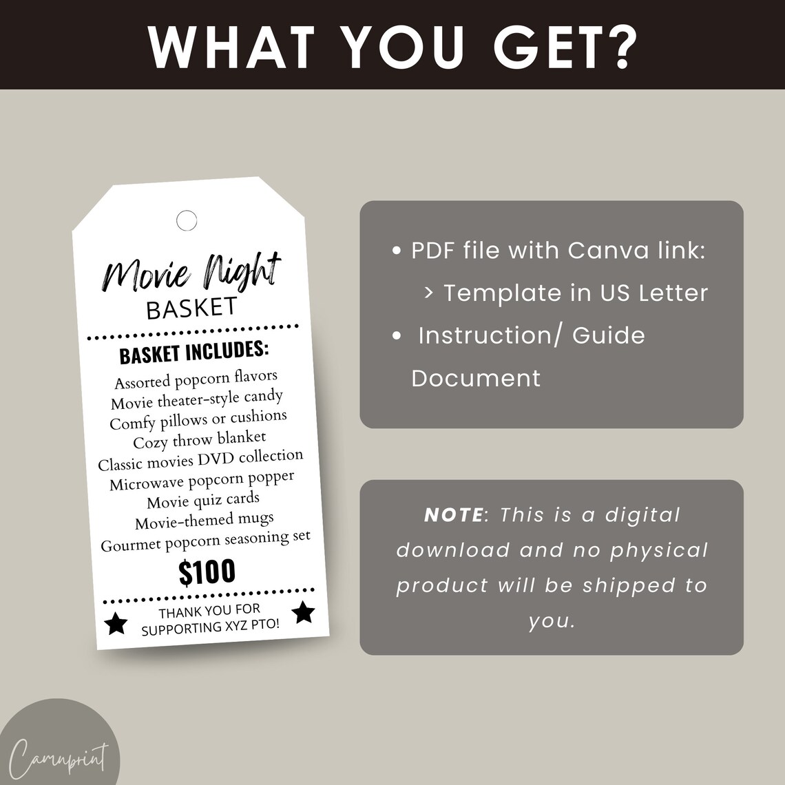 Silent Auction Basket Tags Editable Auction Template for Fundraising ...