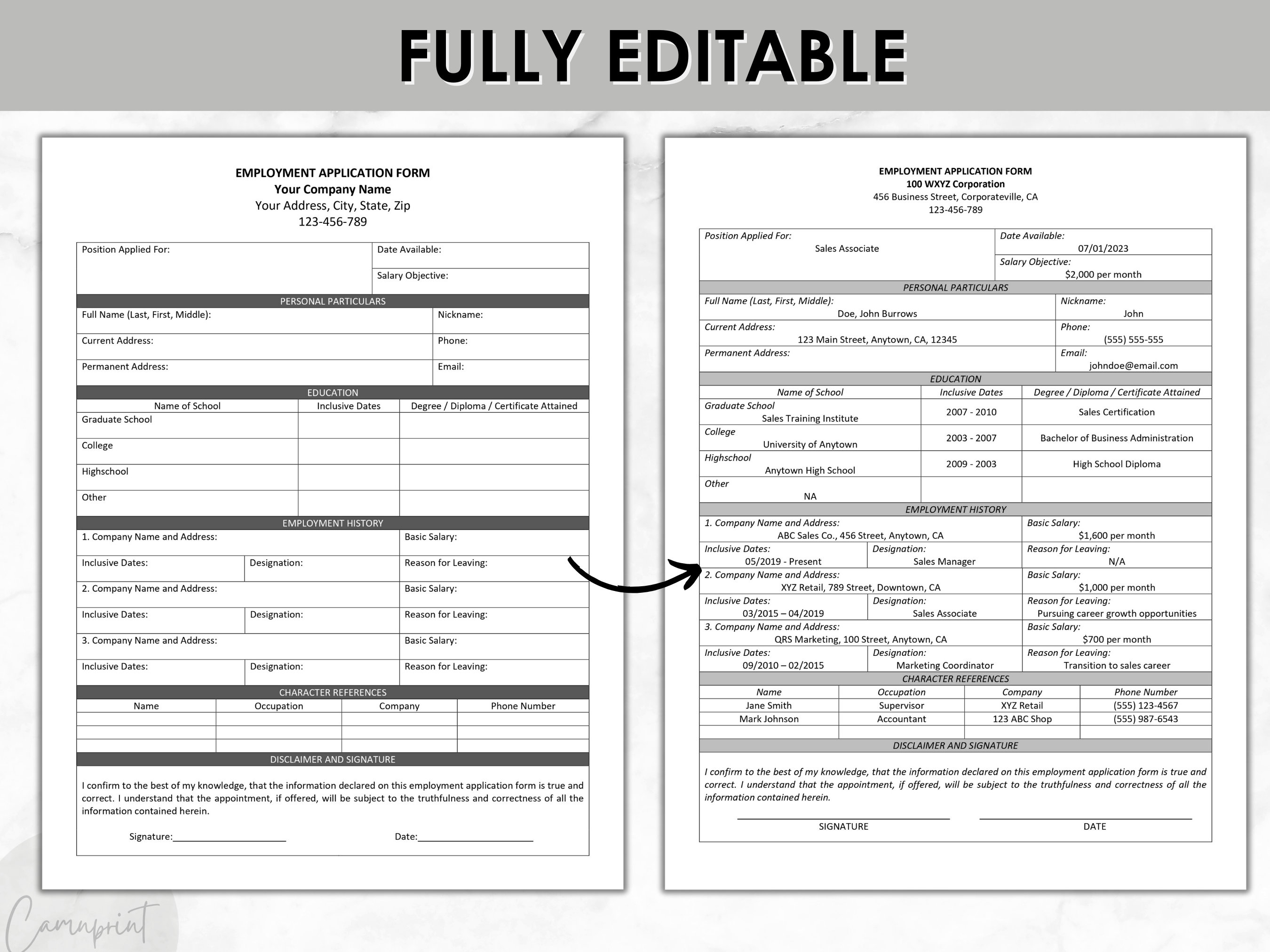 Employment Application, Employee Application Form, Job Application ...