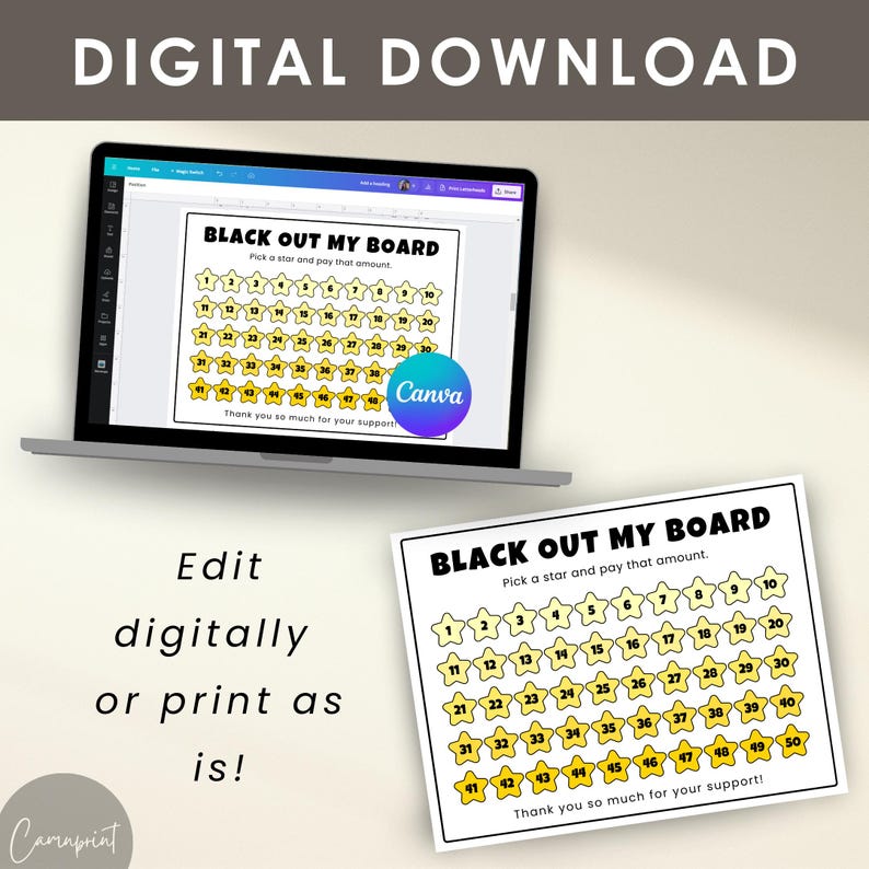 Black Out My Board Calendar Fundraiser Template, All Purpose Fundraiser ...