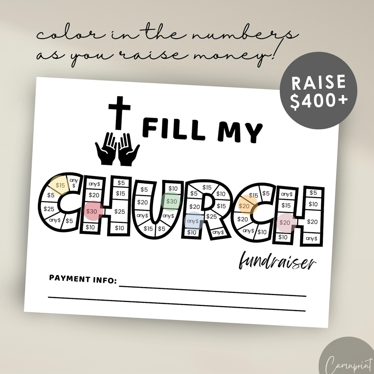 Fill My Church Fundraiser Form for Church Camp, Church Fundraising ...