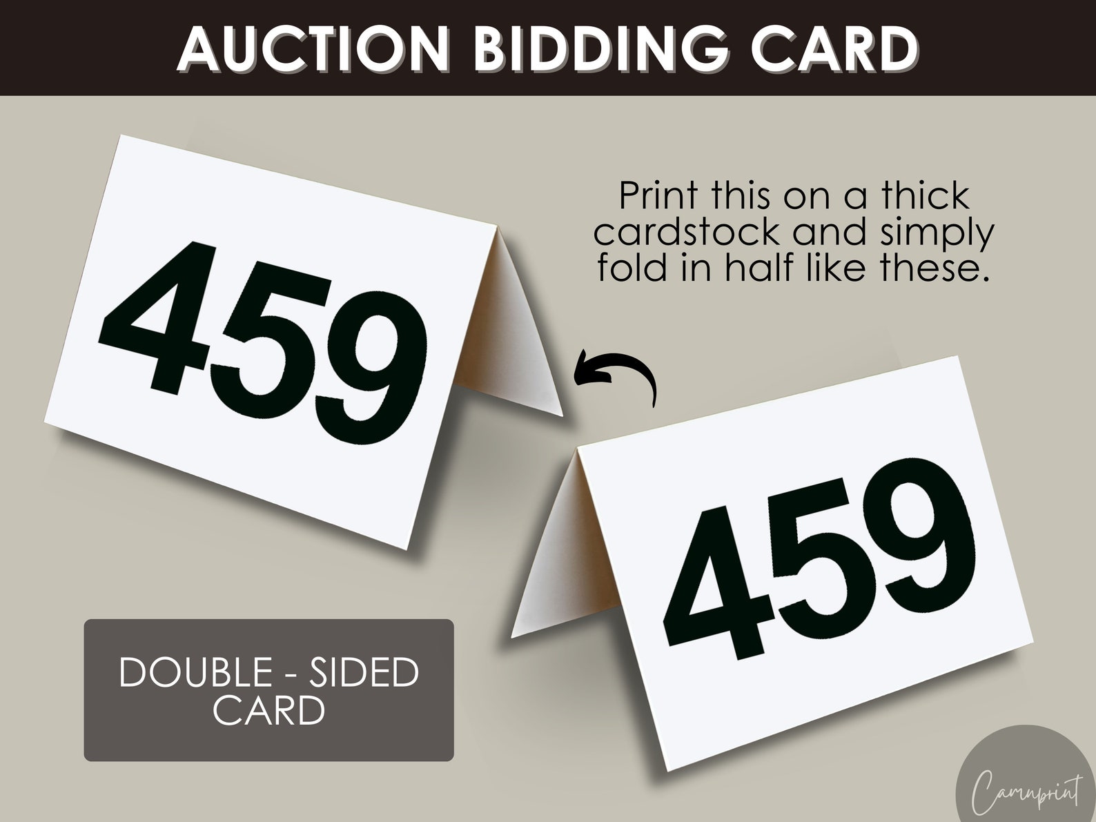 Auction Bid Card Printable, Fundraising Numbers, Numbered Cards ...