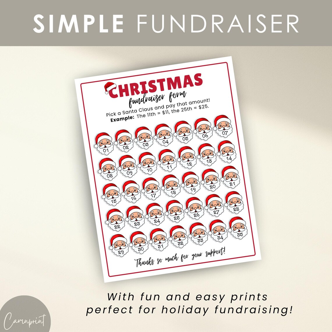 Christmas Fundraiser Form for Holiday Fundraiser, Black Out My Board ...