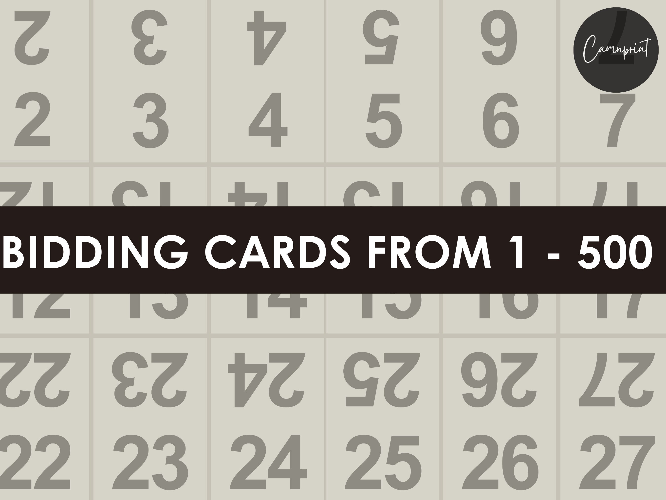 Auction Bid Card Printable, Fundraising Numbers, Numbered Cards ...