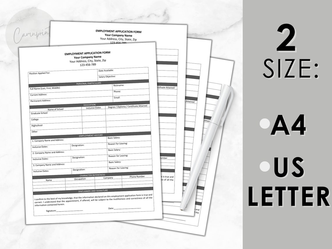 Employment Application, Employee Application Form, Job Application ...