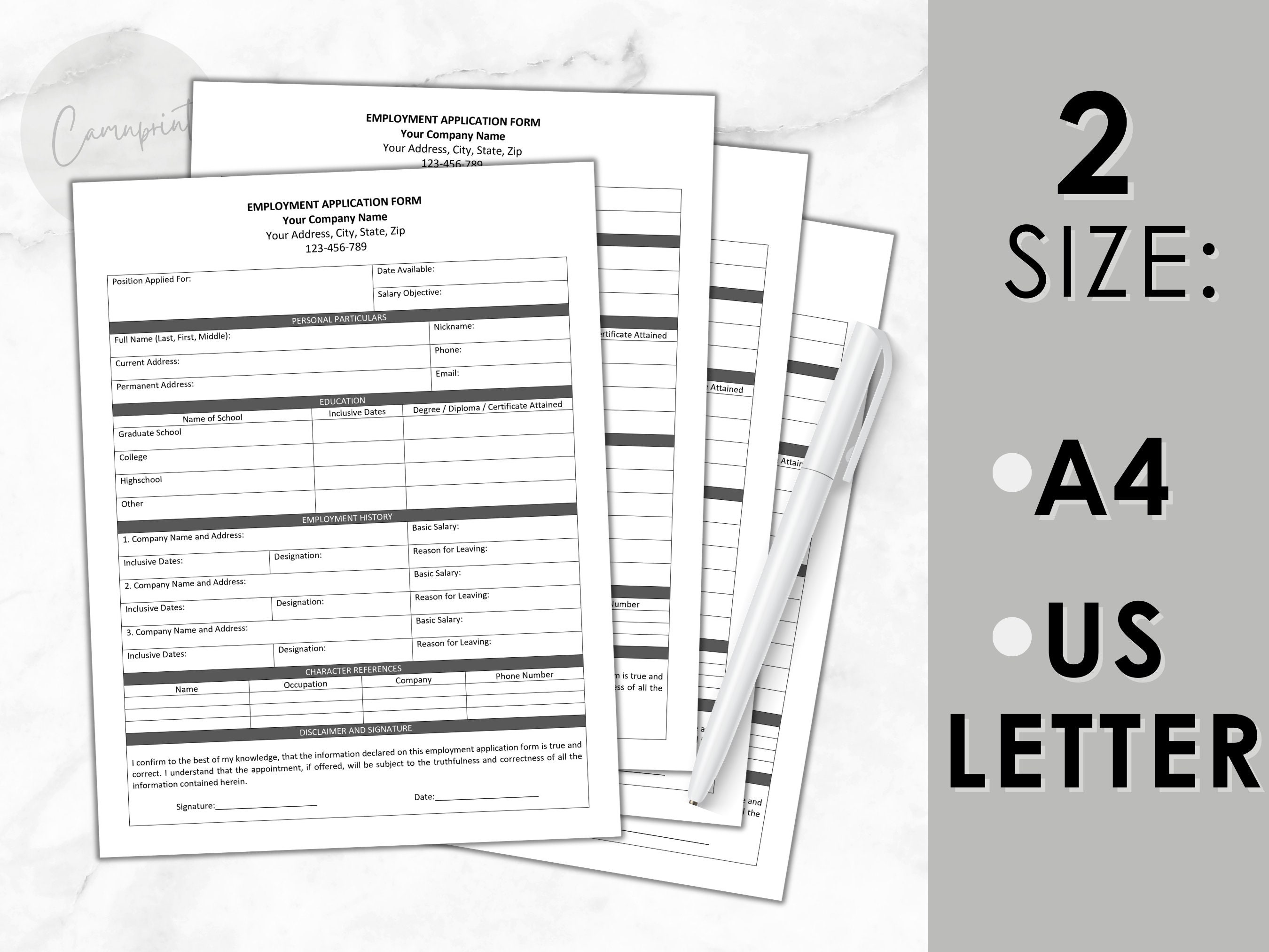 Employment Application, Employee Application Form, Job Application ...