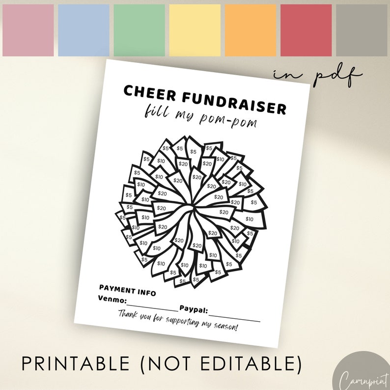Cheer Fundraiser Fill My Pom Pom Fundraiser Form Printable Fundraiser ...