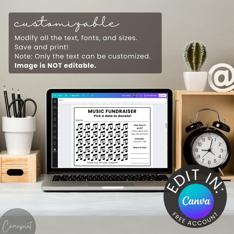 Music Fundraiser Calendar for Marching Band, Choir Fundraiser Form ...