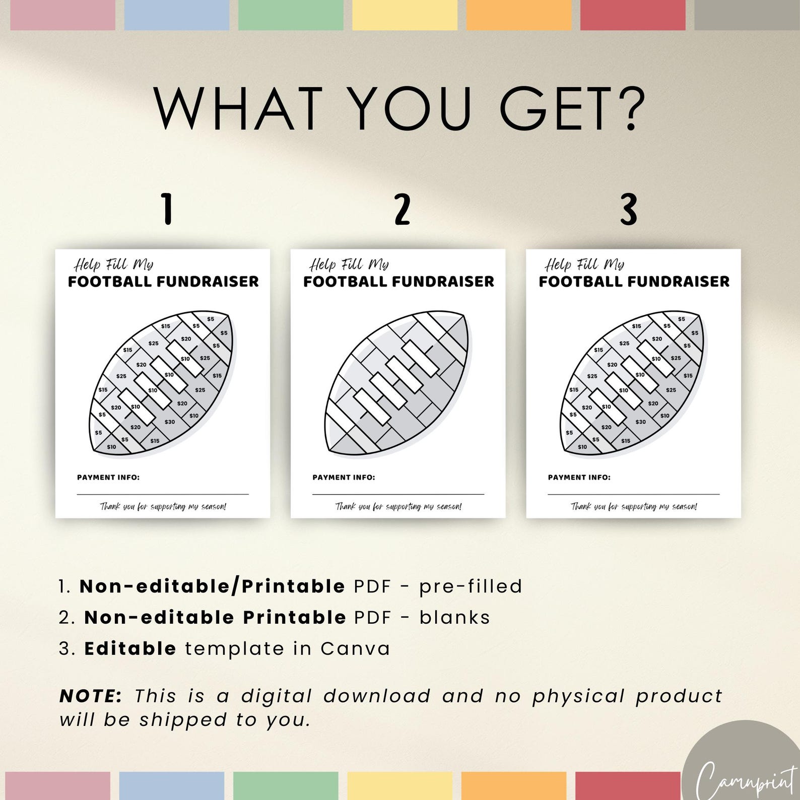 Color My Football Fundraiser Form for Sports Fundraiser, Fill My ...