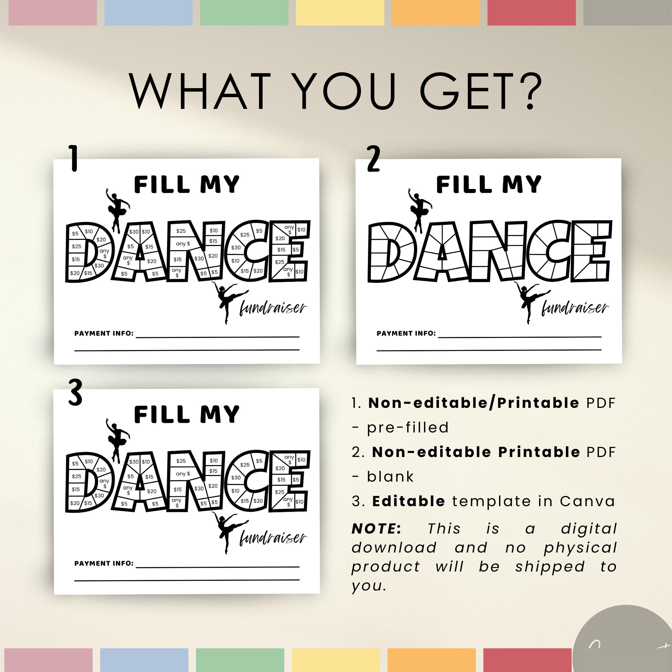 Dance Fundraiser, Fill My Dance Fundraiser Printable, Editable ...