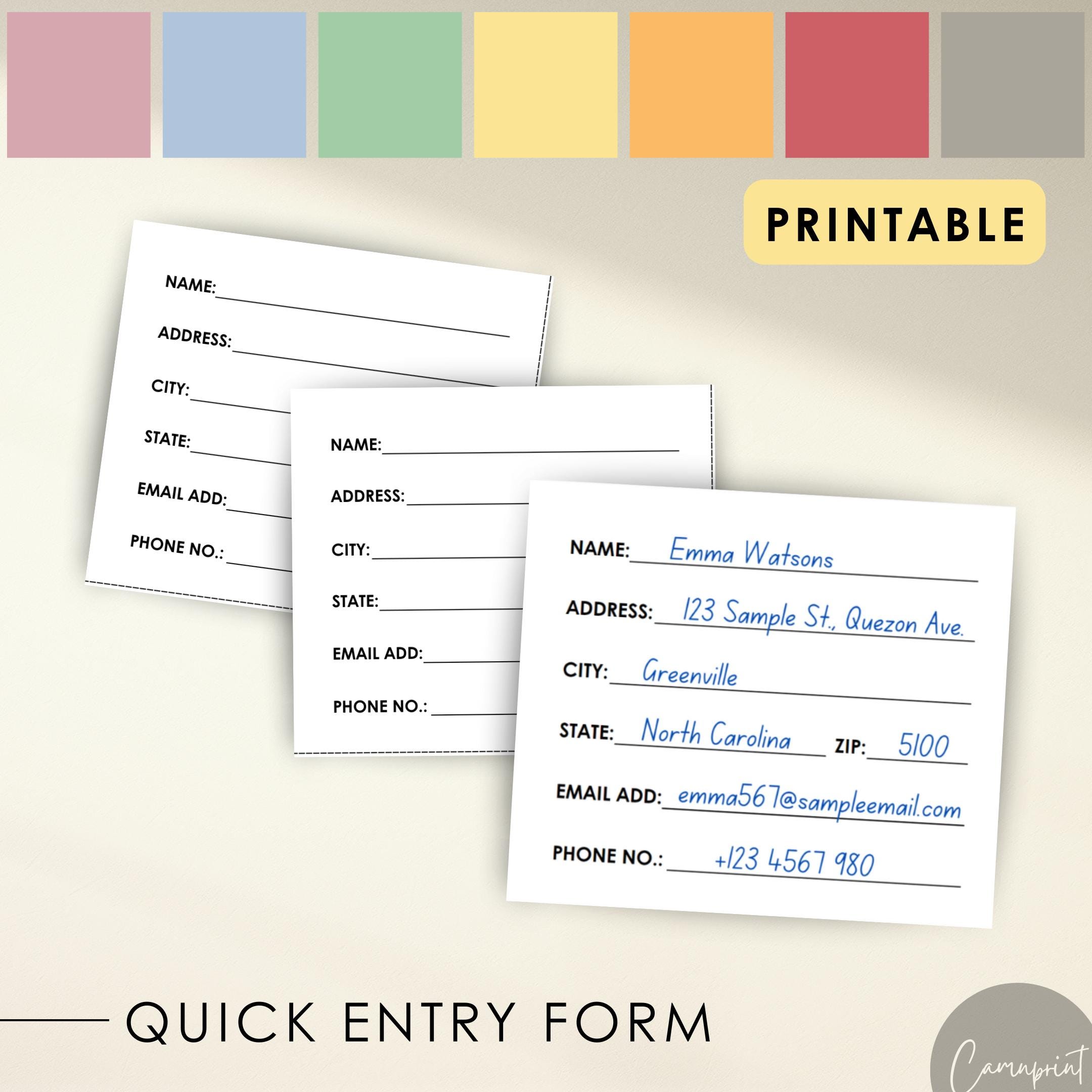 Entry Form Printable Enter to Win Form for School Auction Nonprofit ...