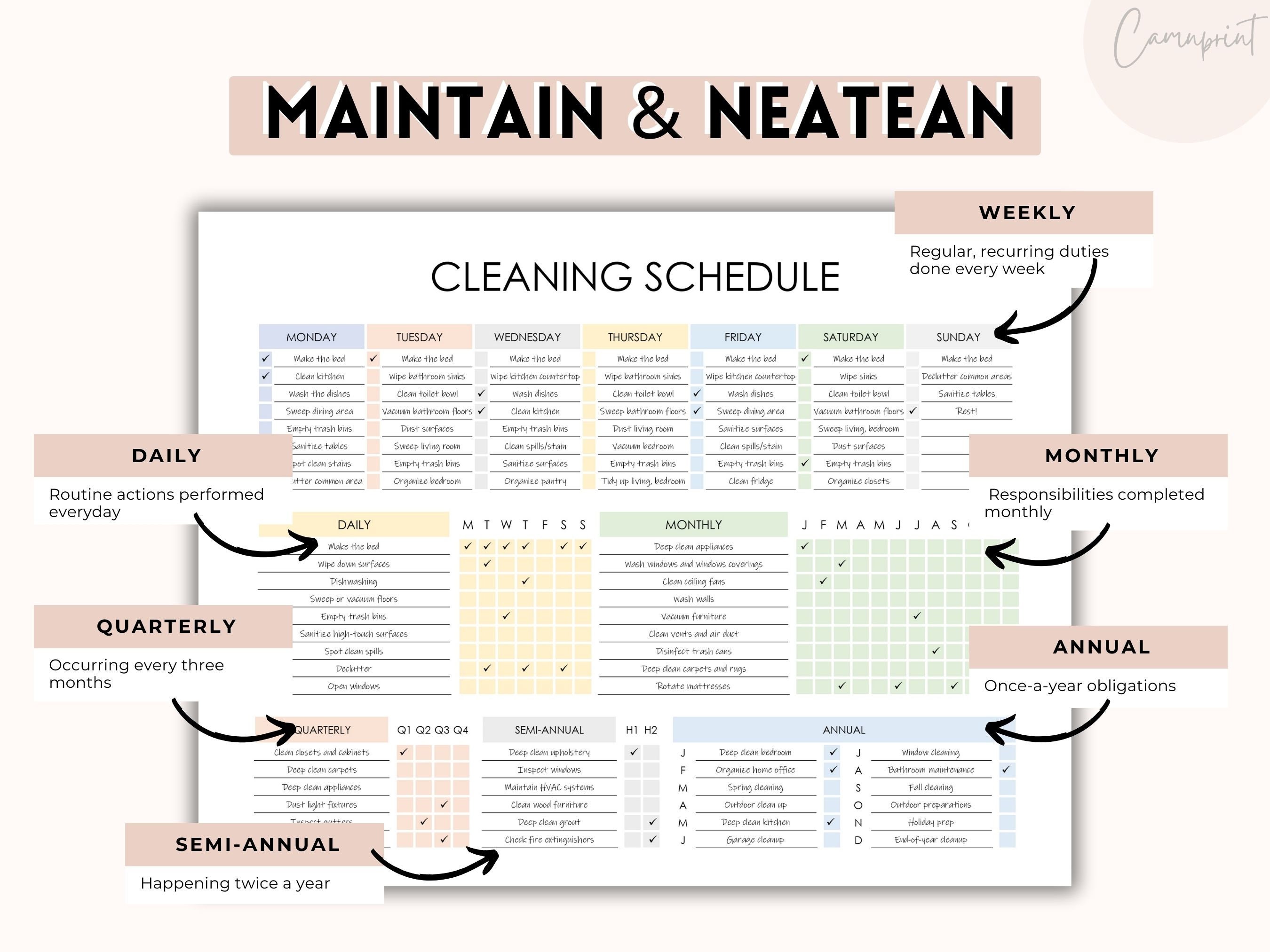 Editable Cleaning Planner, Cleaning Checklist, Cleaning Schedule ...