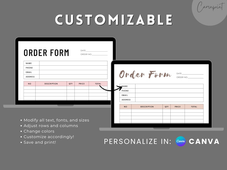 Order Form Editable, Crafters Order Form Template, Etsy Shop Craft ...