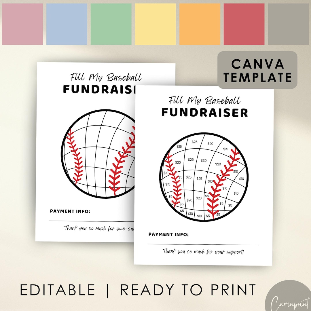 Baseball Fundraiser Template for Sports Fundraiser Flyer, Editable Fill ...