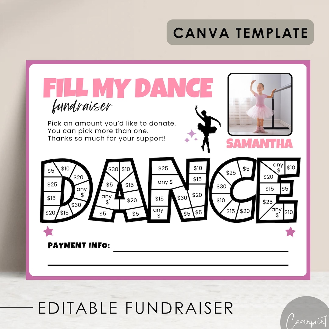 Dance Fundraiser, Fill My Dance Fundraiser Printable, Editable ...