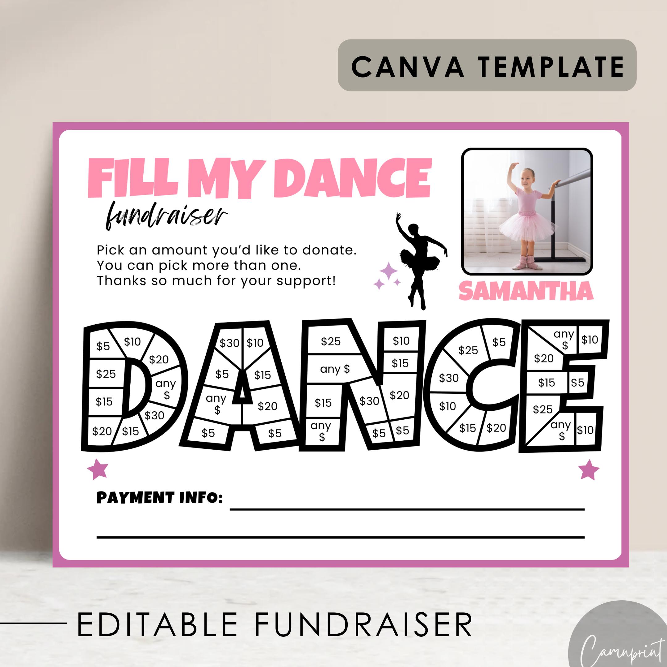 Dance Fundraiser, Fill My Dance Fundraiser Printable, Editable ...