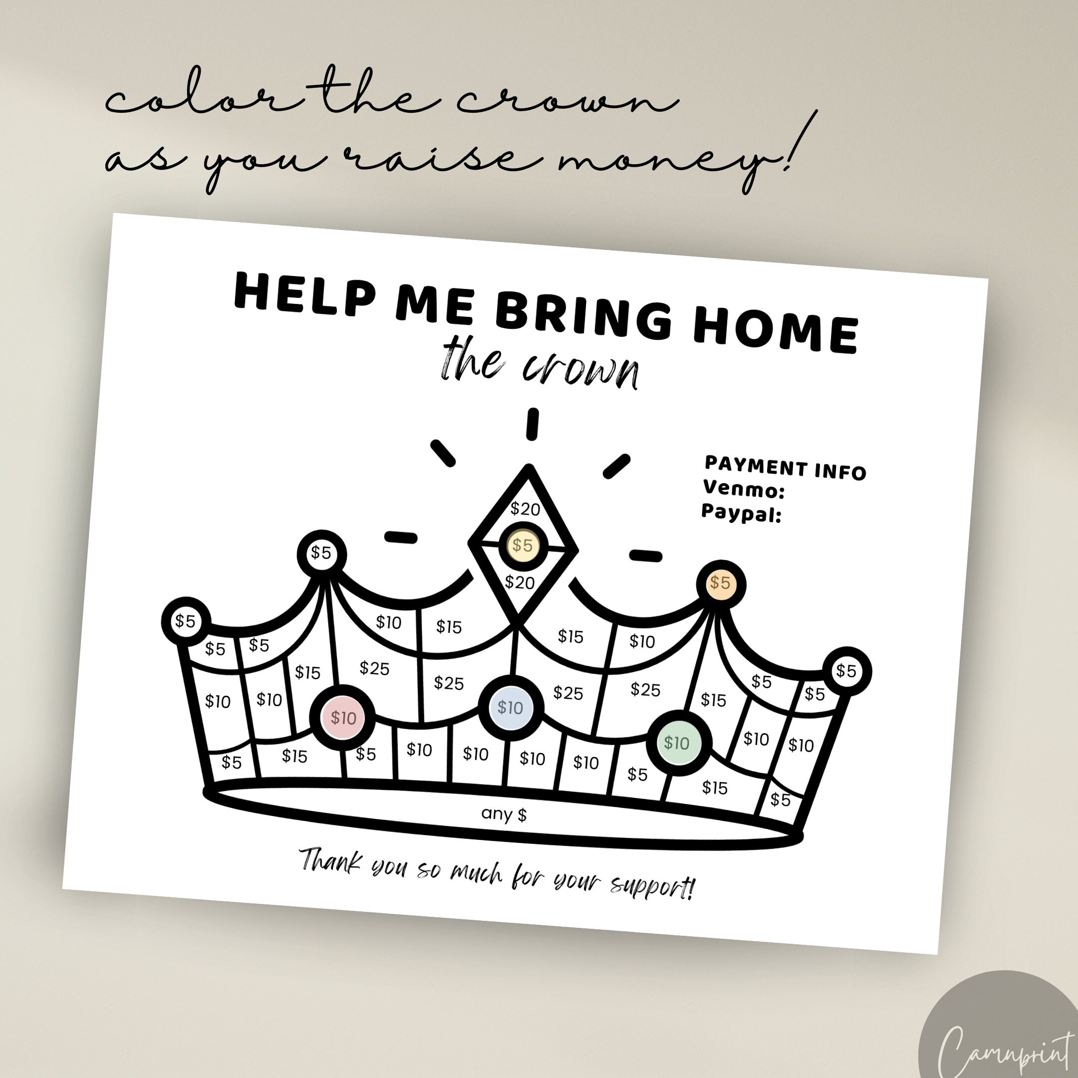 Fill My Crown Pageant Fundraiser for Pageant Fundraising Form Editable ...