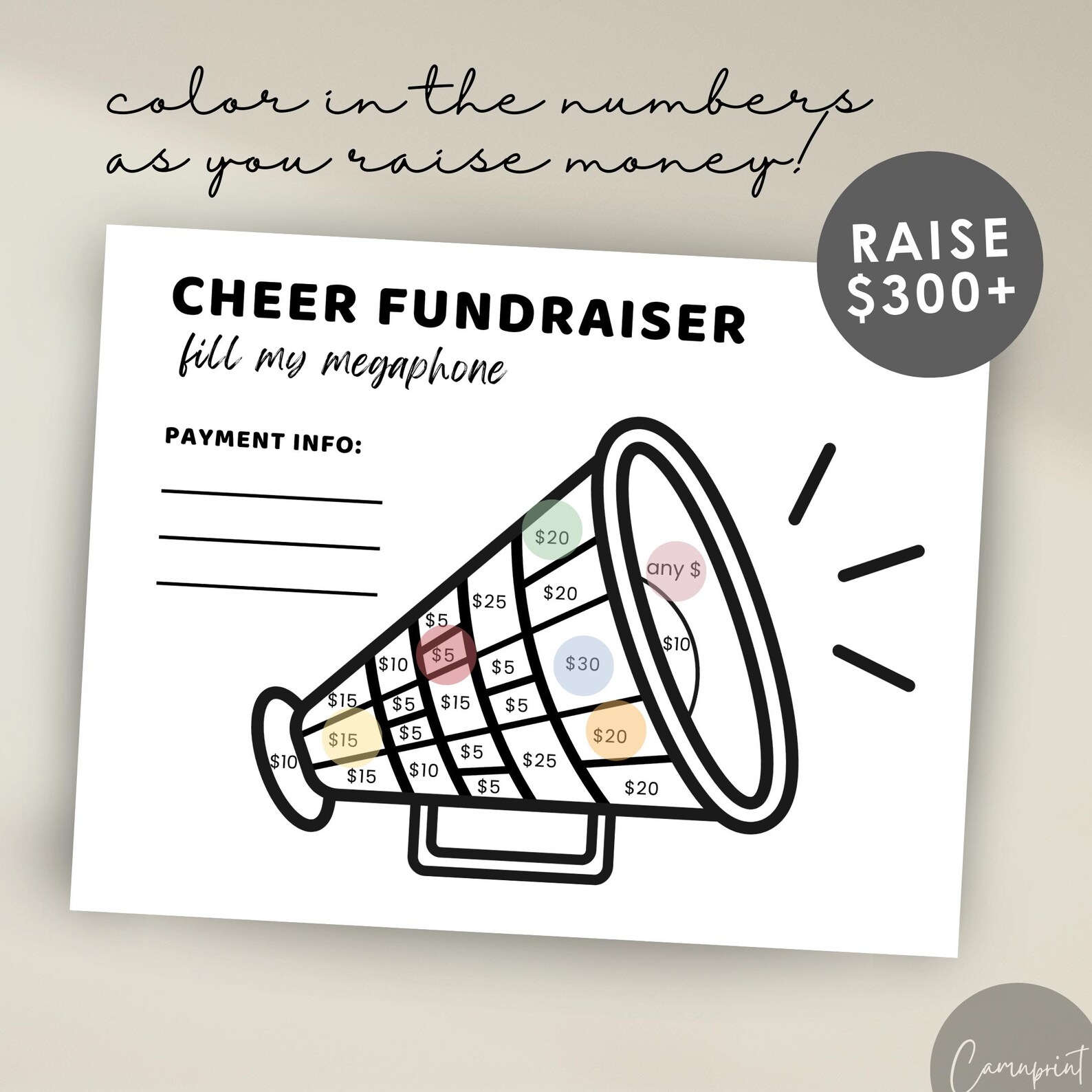Cheer Fundraiser Printable Fill My Megaphone Fundraiser Form for ...