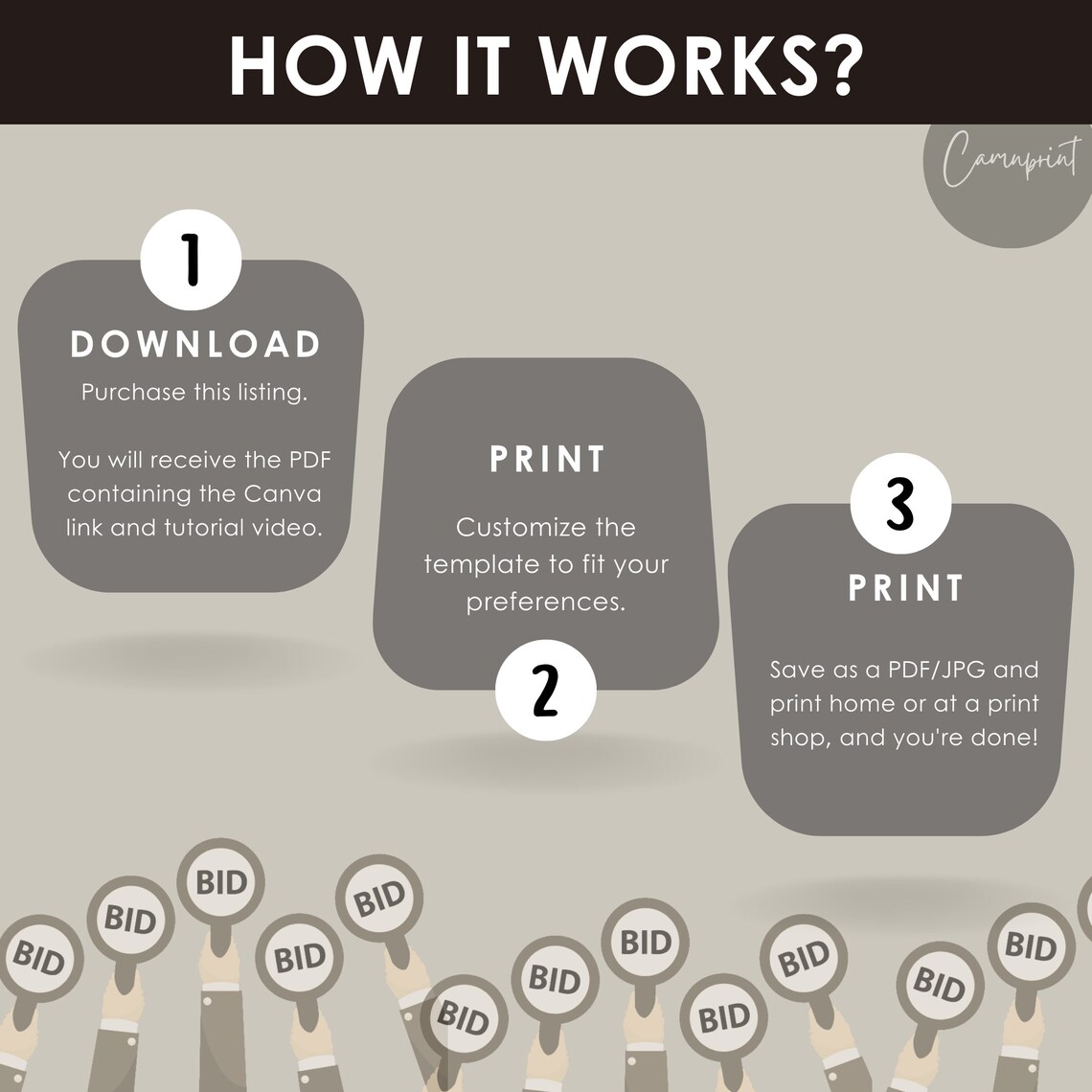 Editable Silent Auction Item Description Sheet, Auction Info Sheet ...