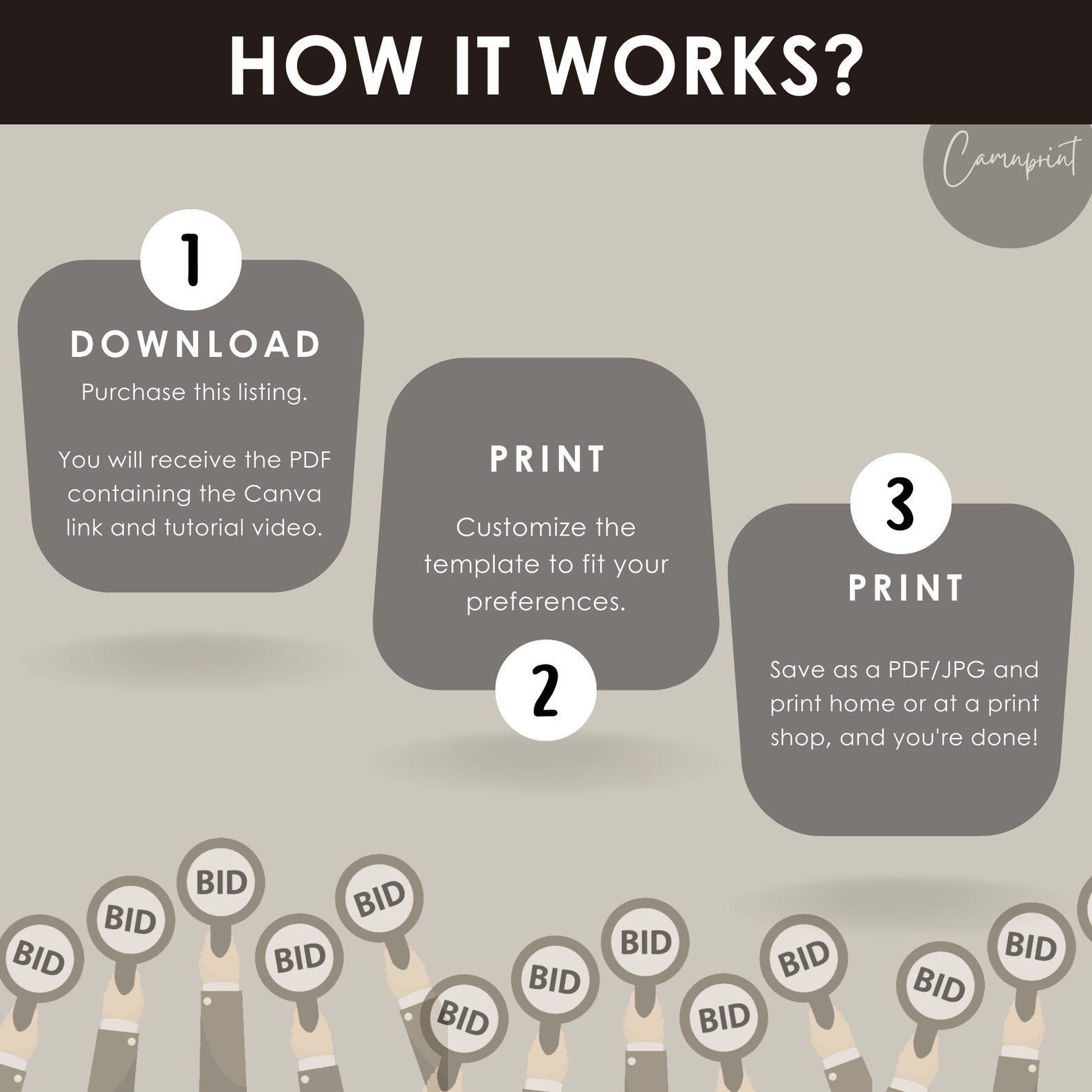 Editable Silent Auction Item Description Sheet, Auction Info Sheet ...