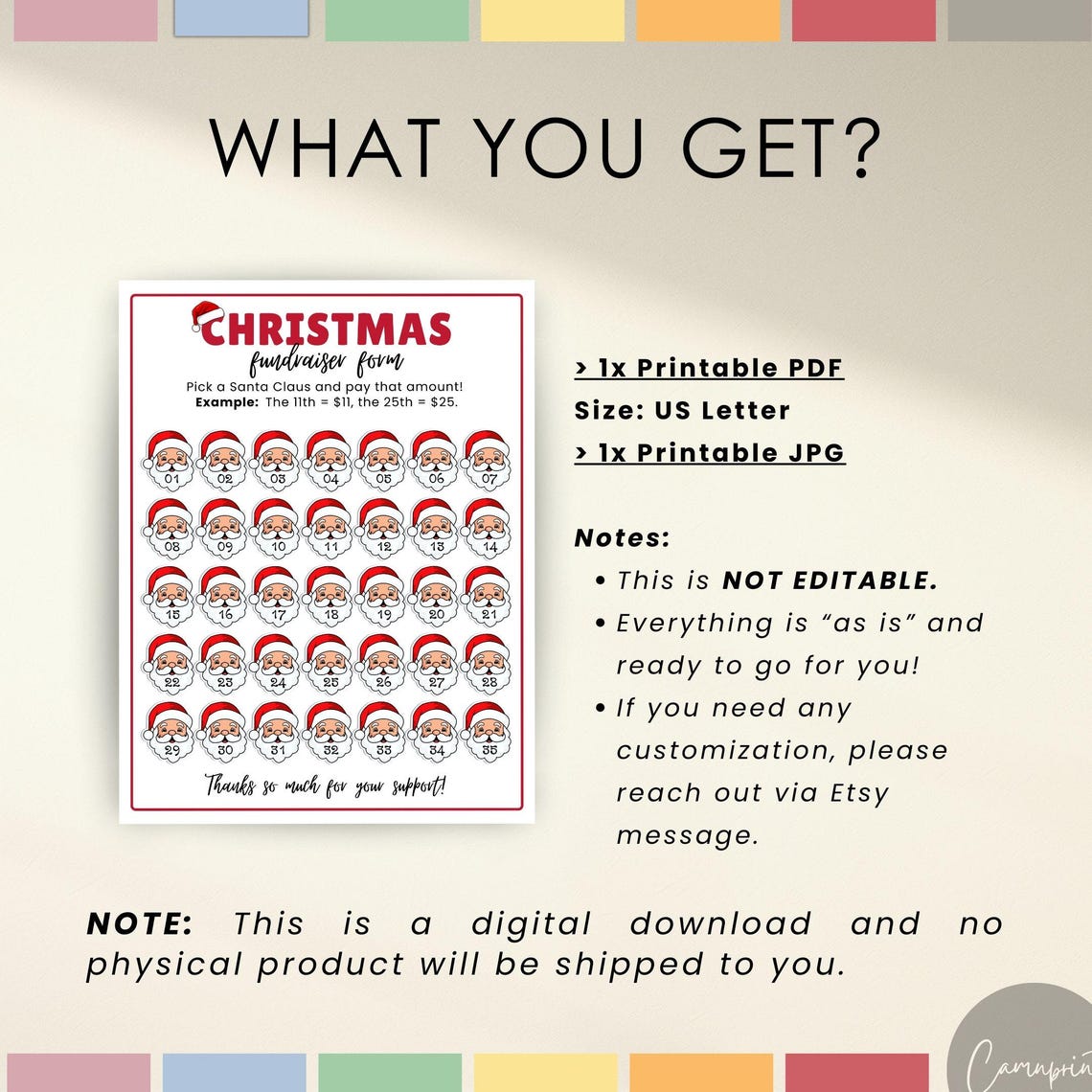 Christmas Fundraiser Form for Holiday Fundraiser, Black Out My Board ...