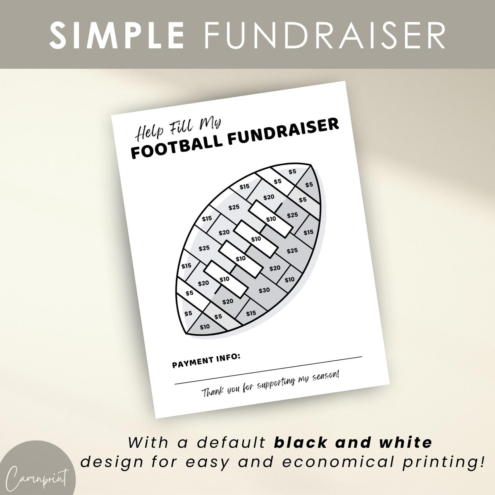 Color My Football Fundraiser Form for Sports Fundraiser, Fill My ...