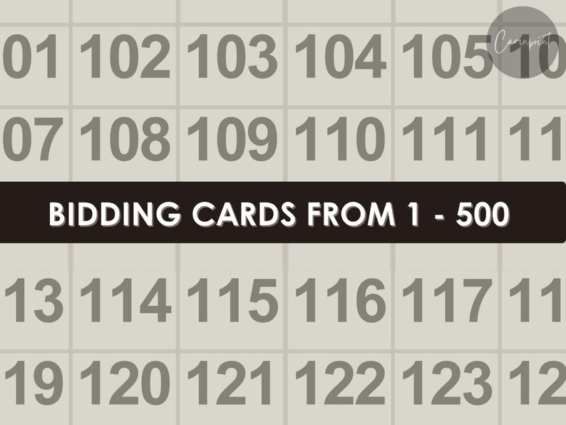 Auction Bid Card Printable for Non-profit School Auction Charity ...