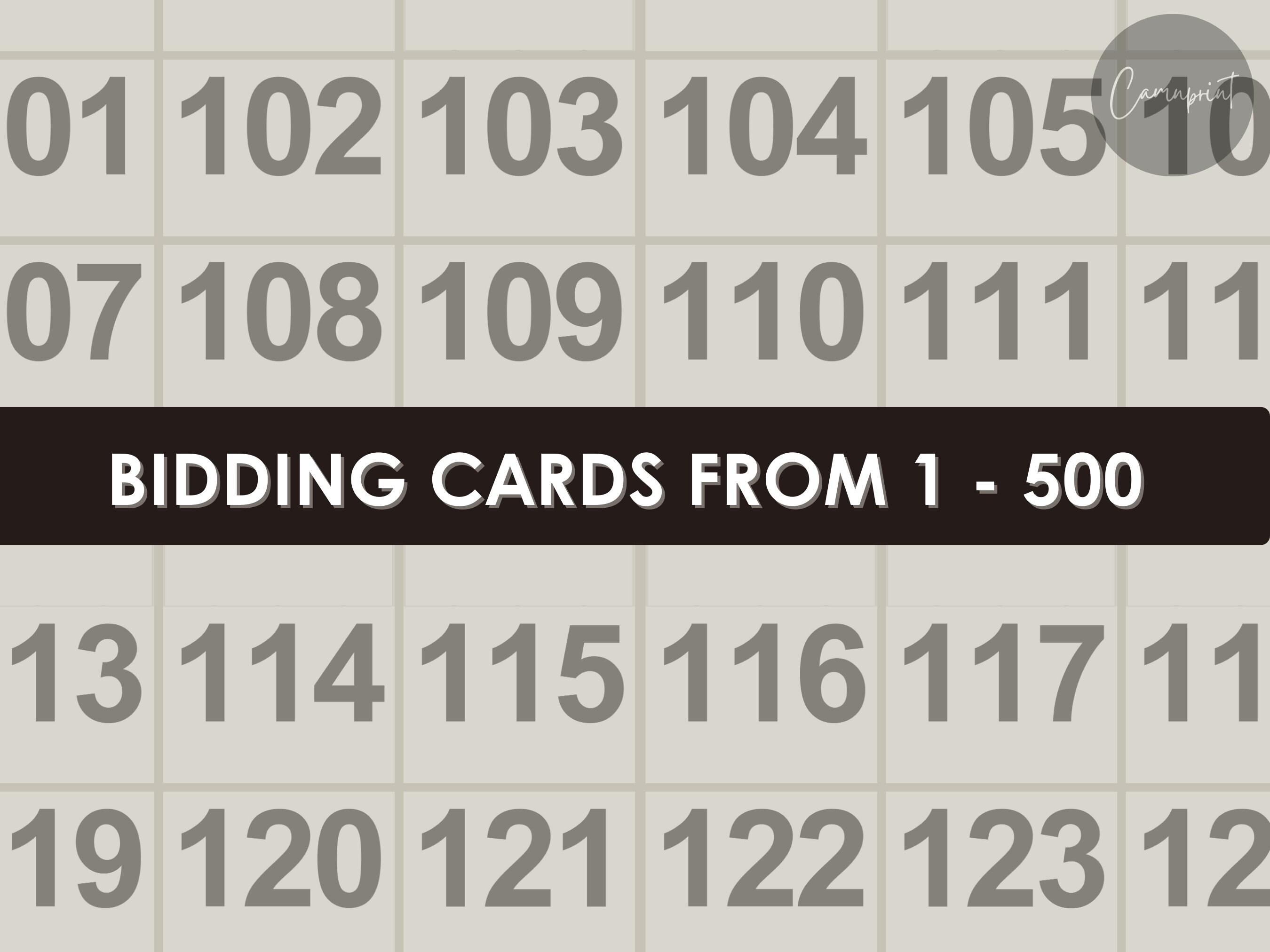 Auction Bid Card Printable for Non-profit School Auction Charity ...