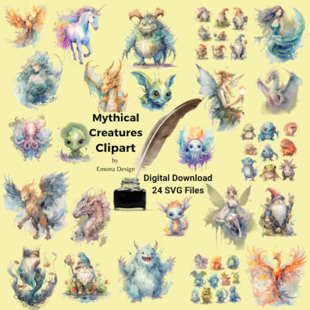 Mythical Creatures Clip-art Vector SVG 24 Files Digital - Etsy