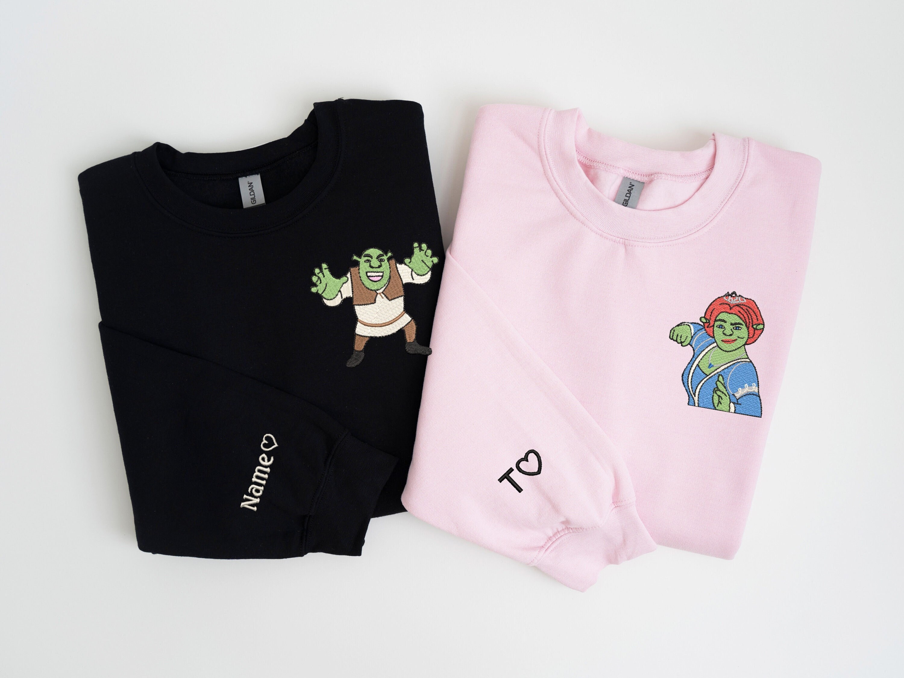 Shrek and Fiona Embroidered Matching Crewnecks, Green Ogre Couple, Gift ...
