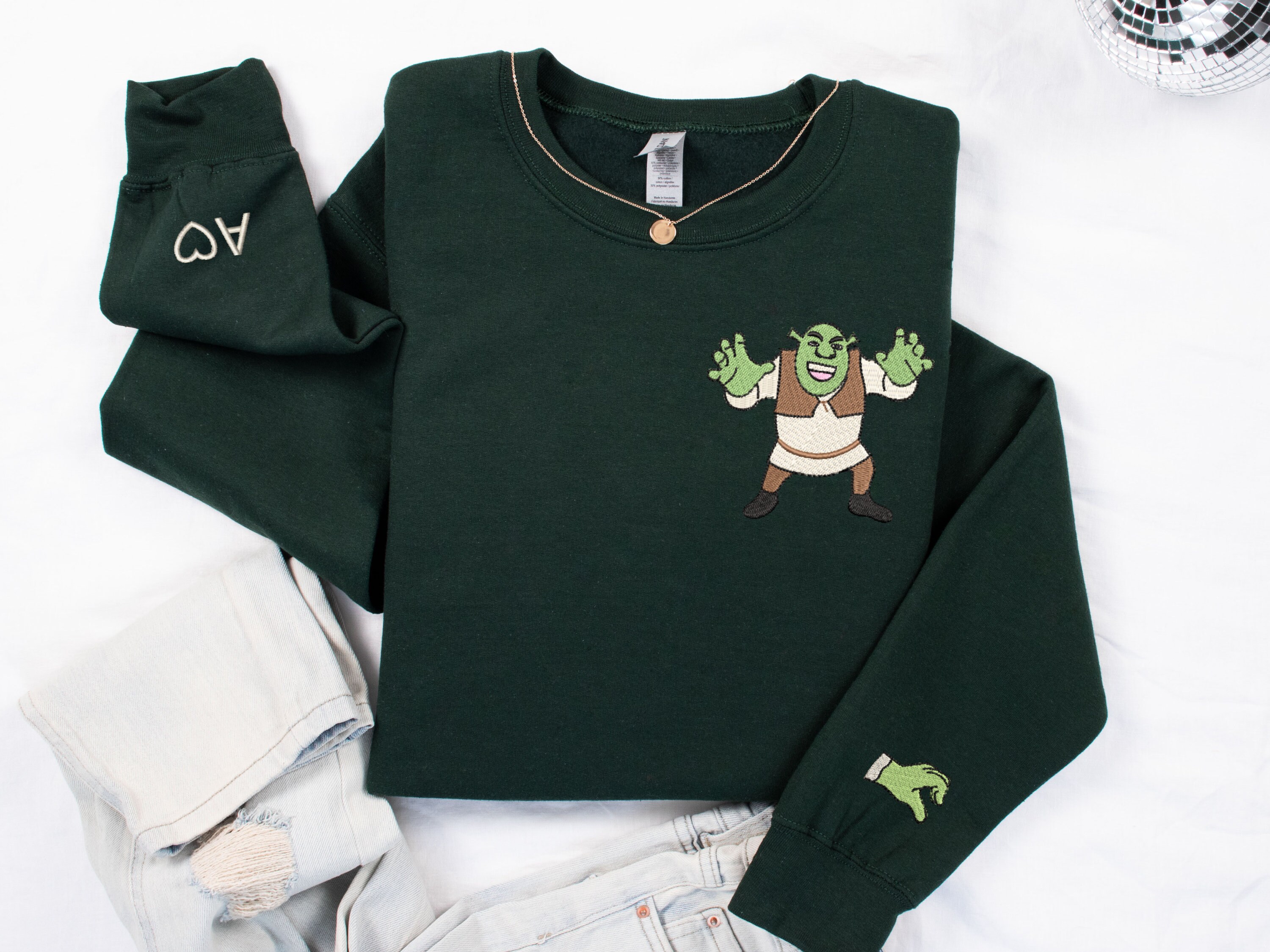 Shrek and Fiona Embroidered Matching Crewnecks, Green Ogre Couple, Gift ...