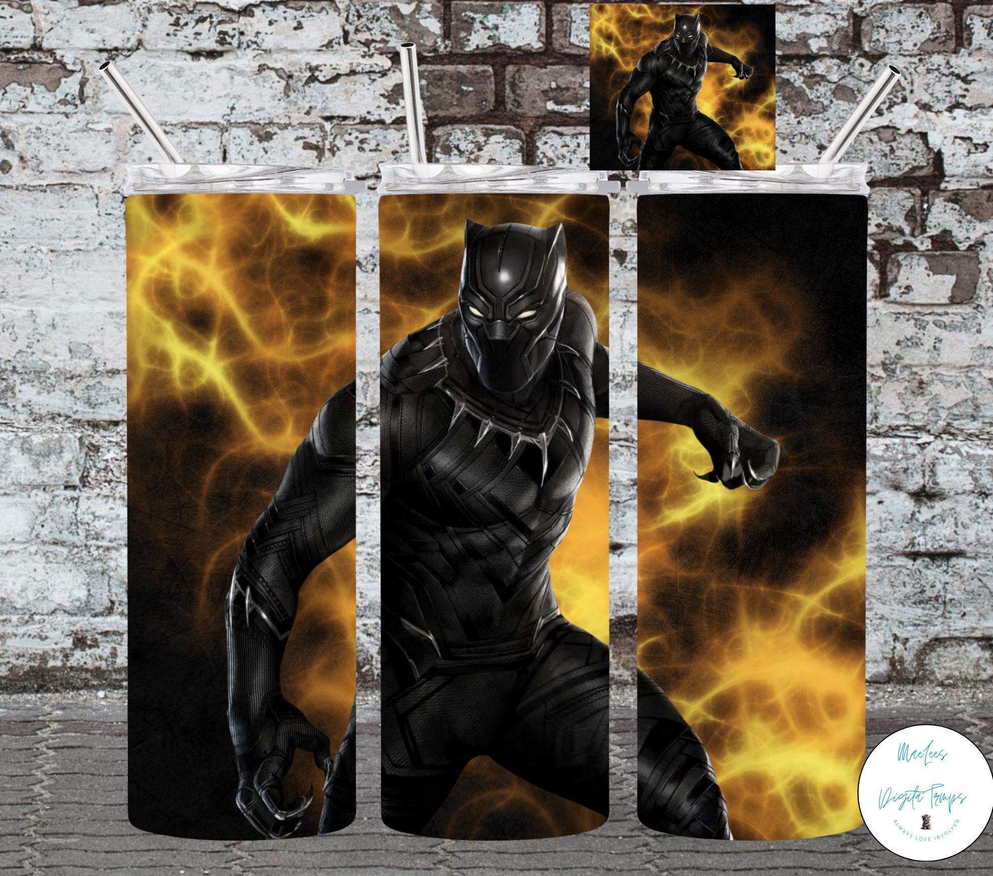 Black Panther, 3D 20oz Sublimation Tumbler Designs, Straight & Tapered ...