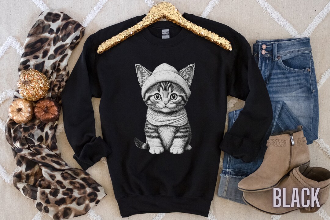 Christmas Cat Sweater, Cold Kitten Sweater, Cozy Winter Cat Sweatshirt ...