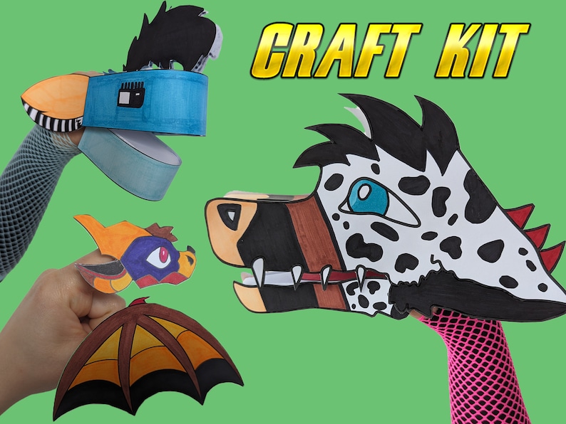Paper Dragon Puppet Builder Kit. Wolf Dragon, Tiktok Dragon. Tiktok ...