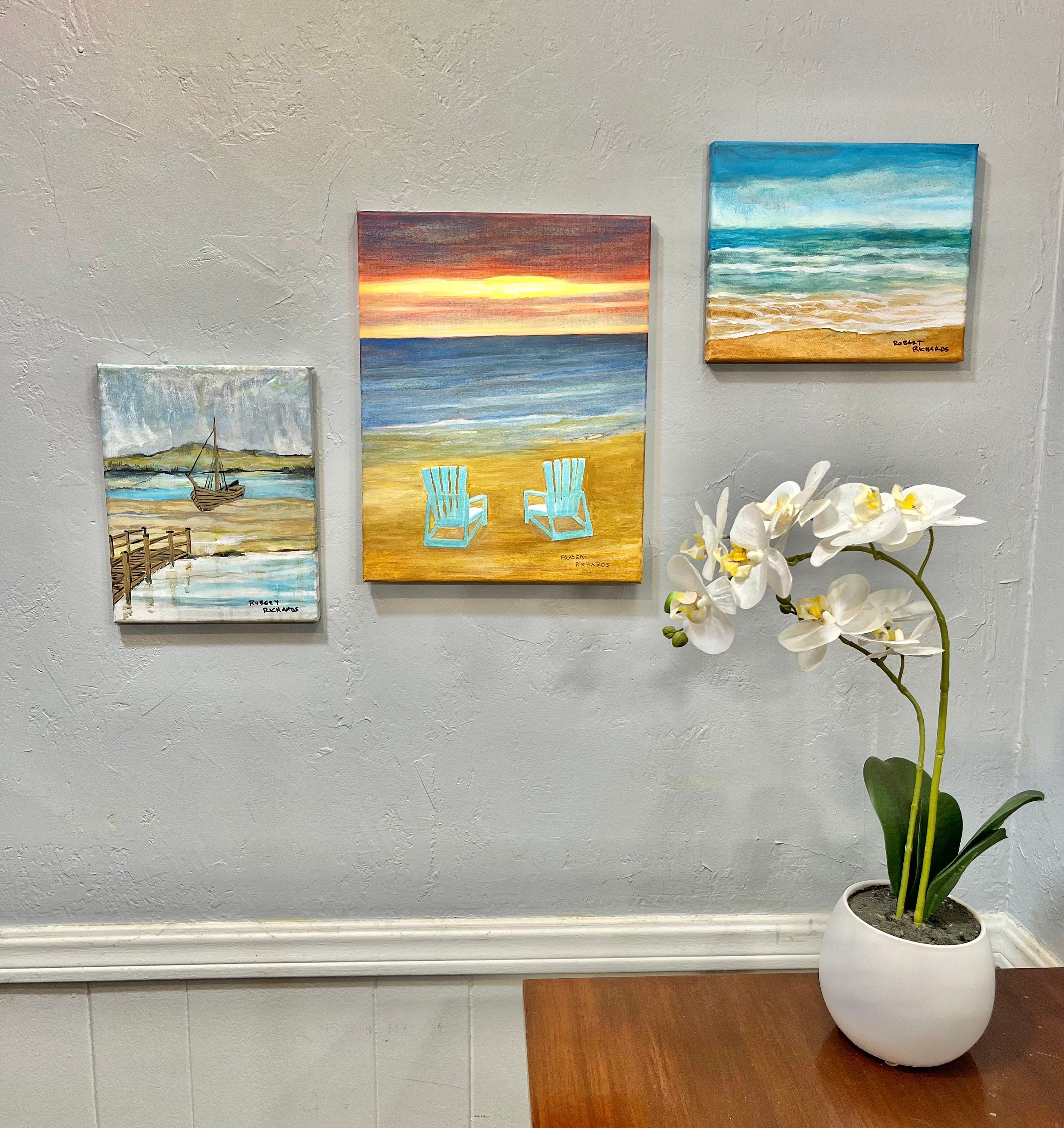 Silent Harbor Acrylic Painting Boat in Harbor Acrylic Painting Abstract ...