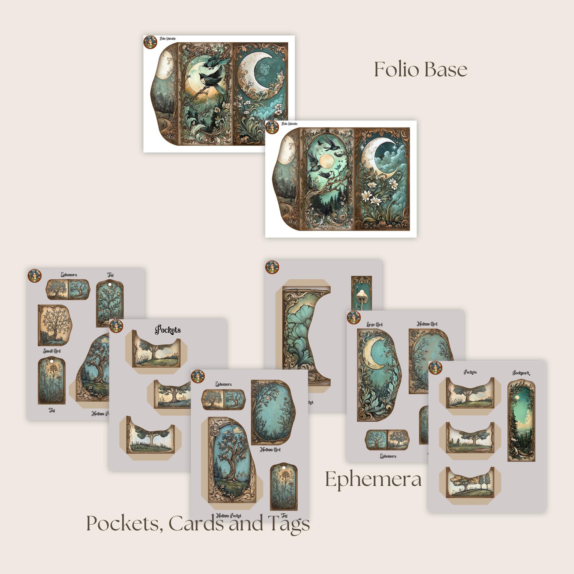 Maiden in the Moon Junk Journal Folio Kit: Celestial Ephemera (instant ...